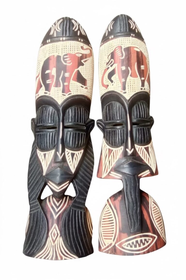 Authentic African Male & Female Wooden Wall Masks