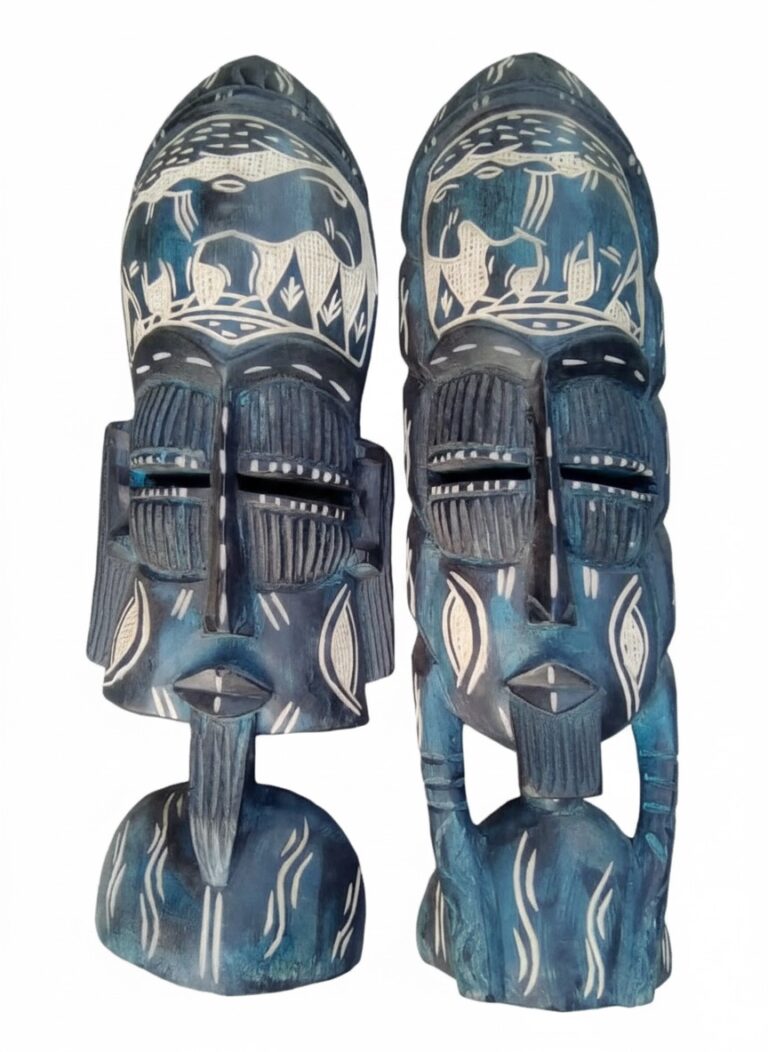Handmade African Mask Set For Wall Decor (Male & Female)